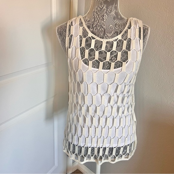 Zara | Tops | Zara Mesh Overlay Tank Top | Poshmark